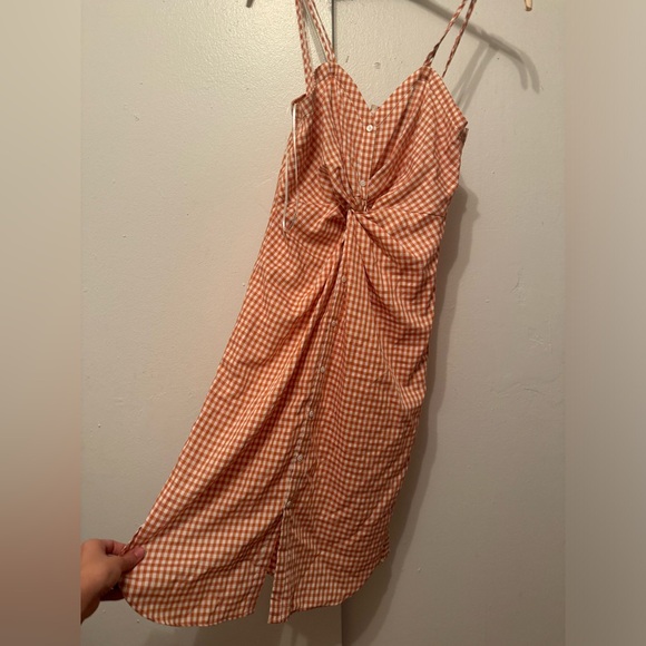 Zara | Dresses | Zara Orange Checkered Dress | Poshmark